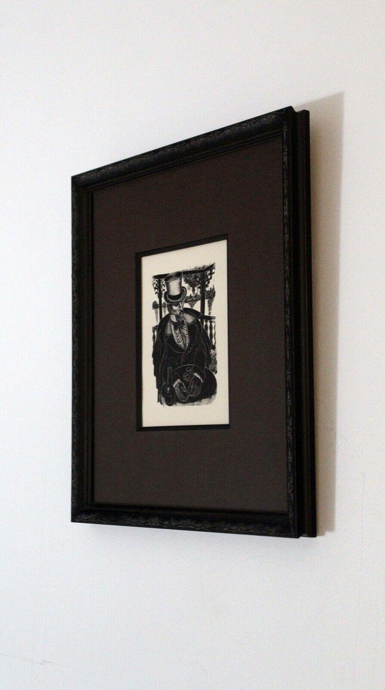 Jim Flora Modern Woodcut Print Untitled Gentleman Shuffling Cards ...