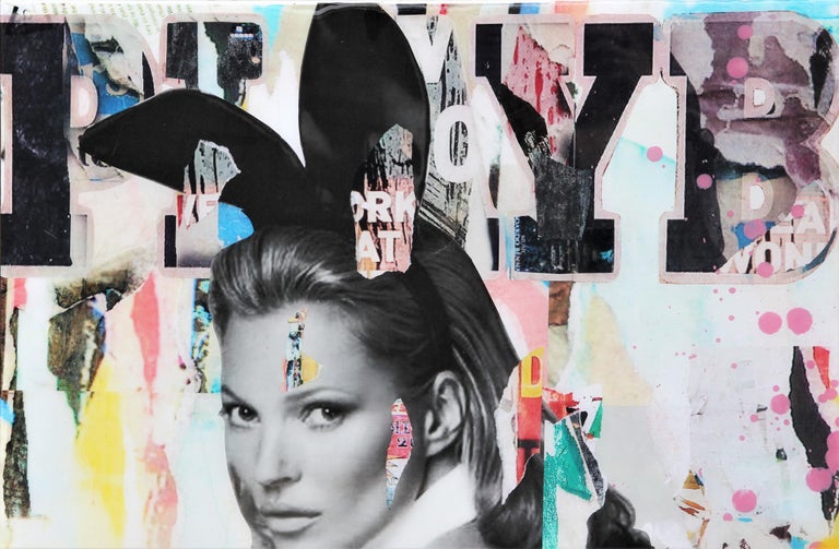 Jim Hudek - "Bunny's Tale" Colorful Playboy Kate Moss Mixed Media Pop ...