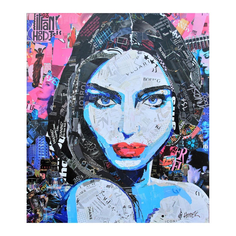 Jim Hudek - "I''m Here for the Soiree" Blue and Pink Toned Pop Art ...