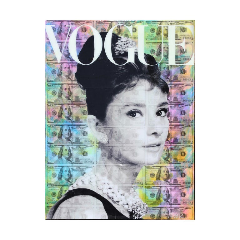 Jim Hudek - Audrey Hepburn Money Vogue Mixed Media Contemporary Collage ...