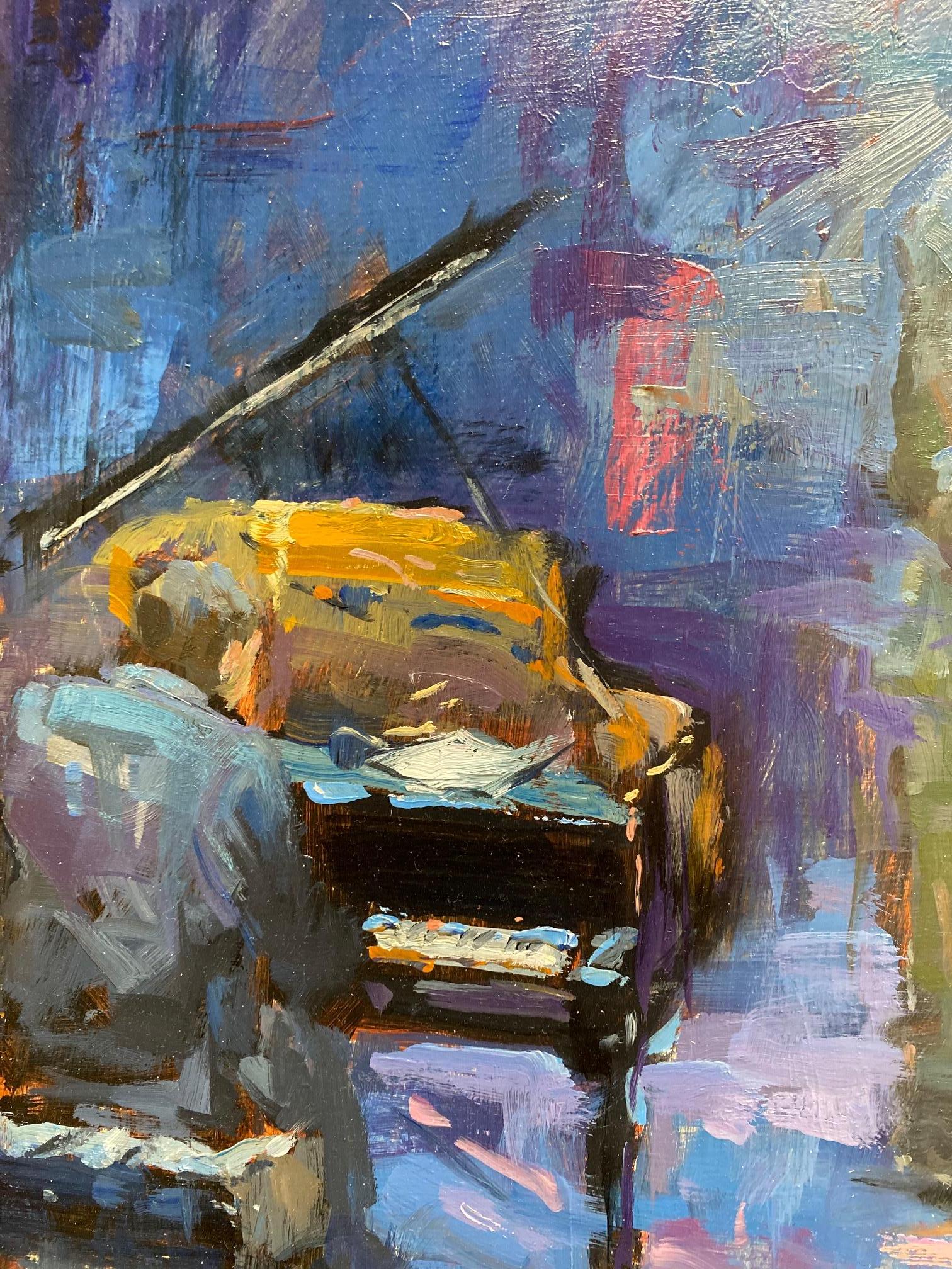 Jim Rodgers - Blue Jazz, original impressionist figurative interior ...