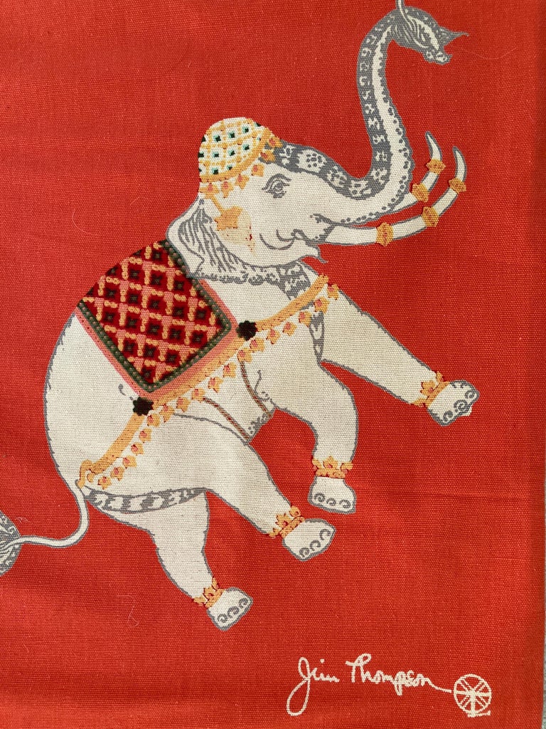 Jim Thompson Burnt Orange Large Floor Pillow Cover with Elephant Print ...