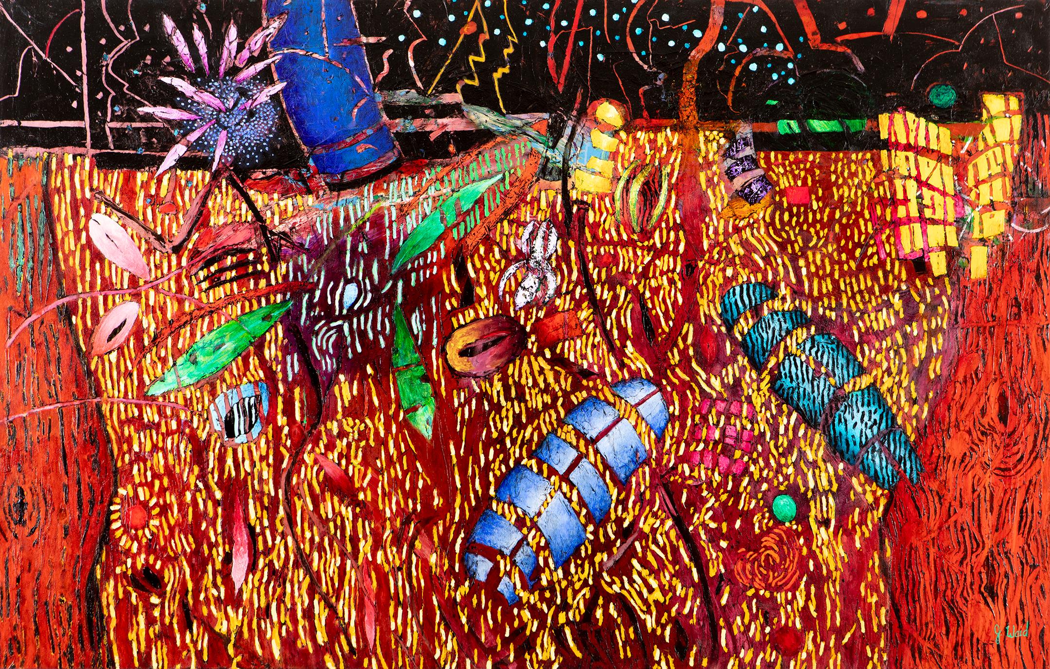 Jim Waid - Dark Canyon, abstract landscape painting, flowers, plants ...