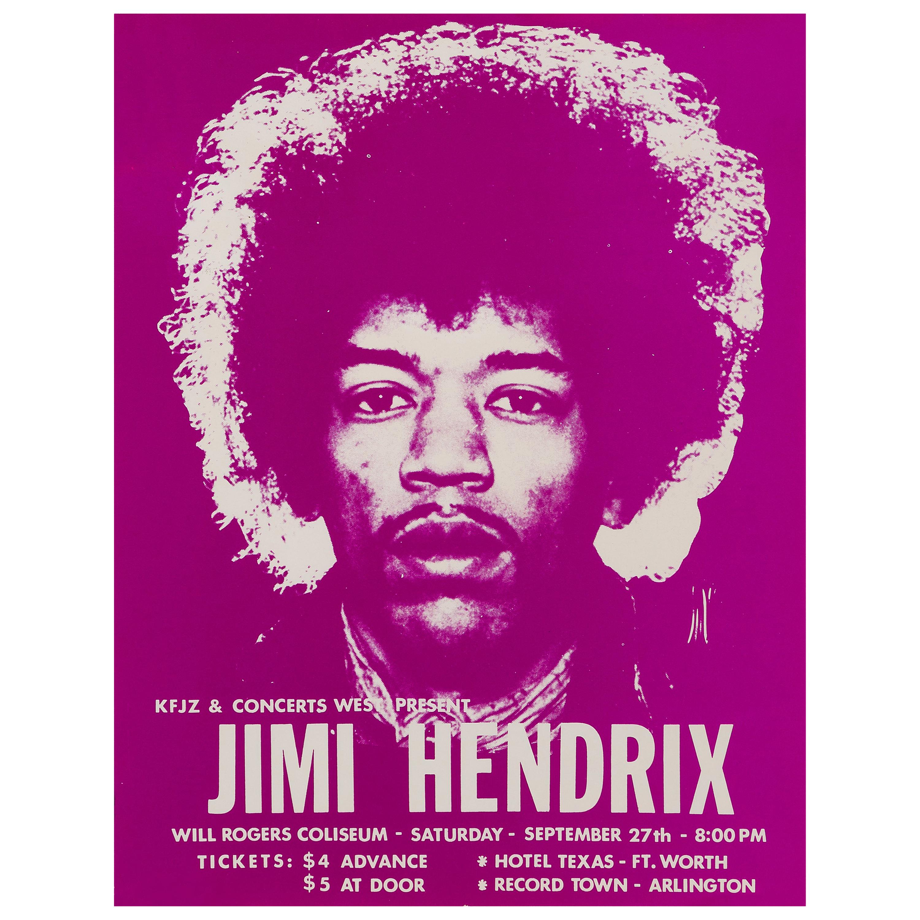 Jimi Hendrix Original Vintage Concert Handbill, Ft. Worth, Texas, 1969 ...