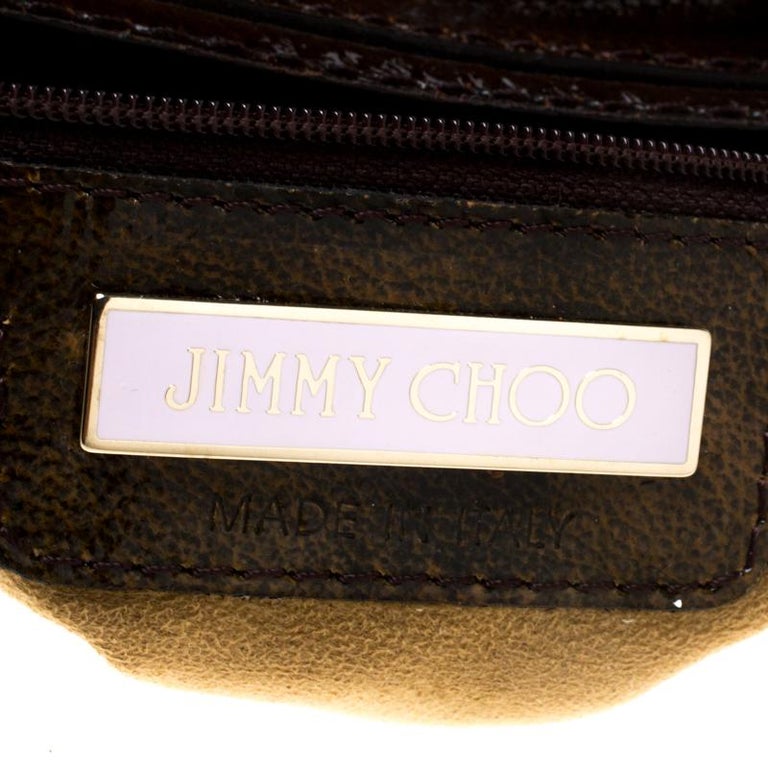 Jimmy Choco Brown Patent Leather and Suede Mahala Satchel at 1stDibs