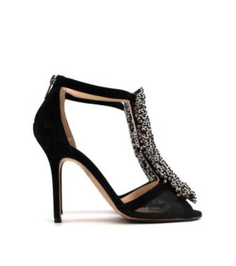 Jimmy Choo Bead Embellished Black Suede Heels For Sale at 1stDibs
