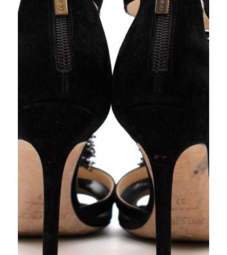 Jimmy Choo Bead Embellished Black Suede Heels For Sale at 1stDibs