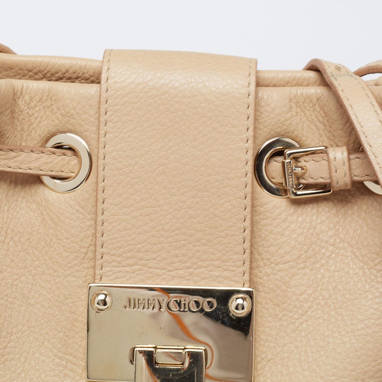 Jimmy Choo Beige Leather Drawstring Bucket Bag at 1stDibs