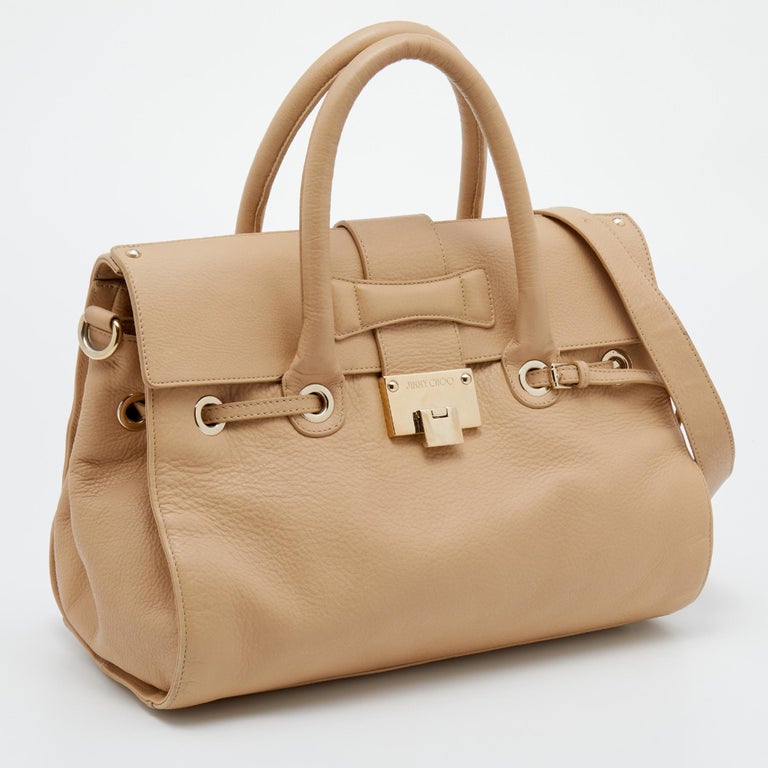 Jimmy Choo Beige Leather Rosalie Satchel For Sale at 1stDibs