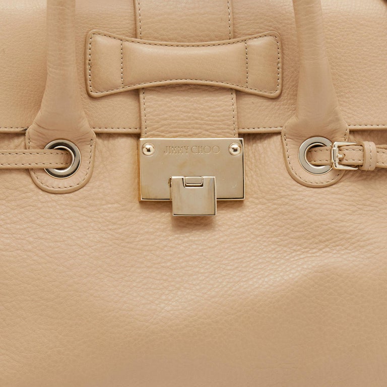 Jimmy Choo Beige Leather Rosalie Satchel For Sale at 1stDibs