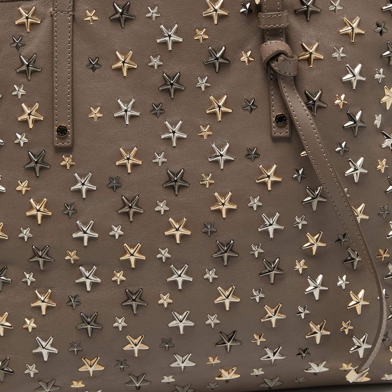 Jimmy Choo Beige Leather Sasha Star Studded Tote For Sale at 1stDibs