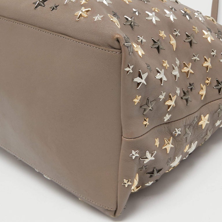 Jimmy Choo Beige Leather Sasha Star Studded Tote For Sale at 1stDibs