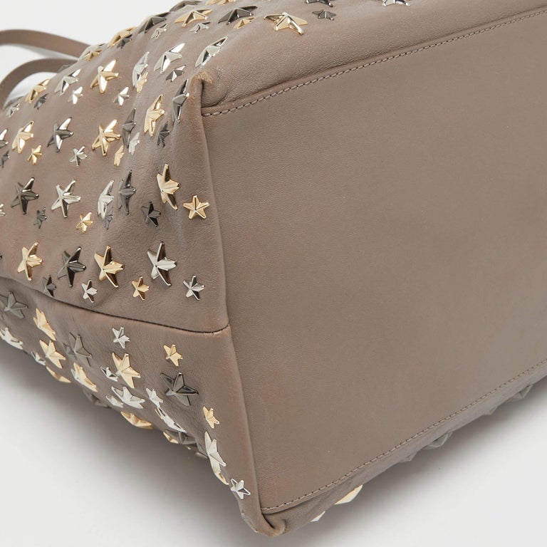 Jimmy Choo Beige Leather Sasha Star Studded Tote For Sale at 1stDibs