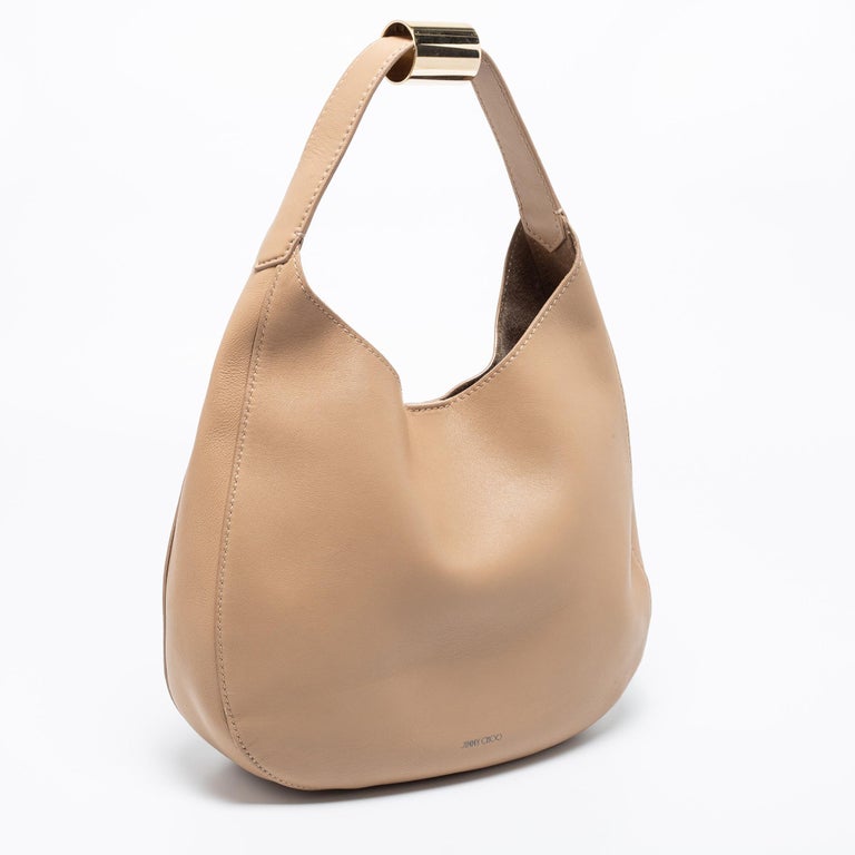 Jimmy Choo Beige Leather Stevie Hobo For Sale at 1stDibs
