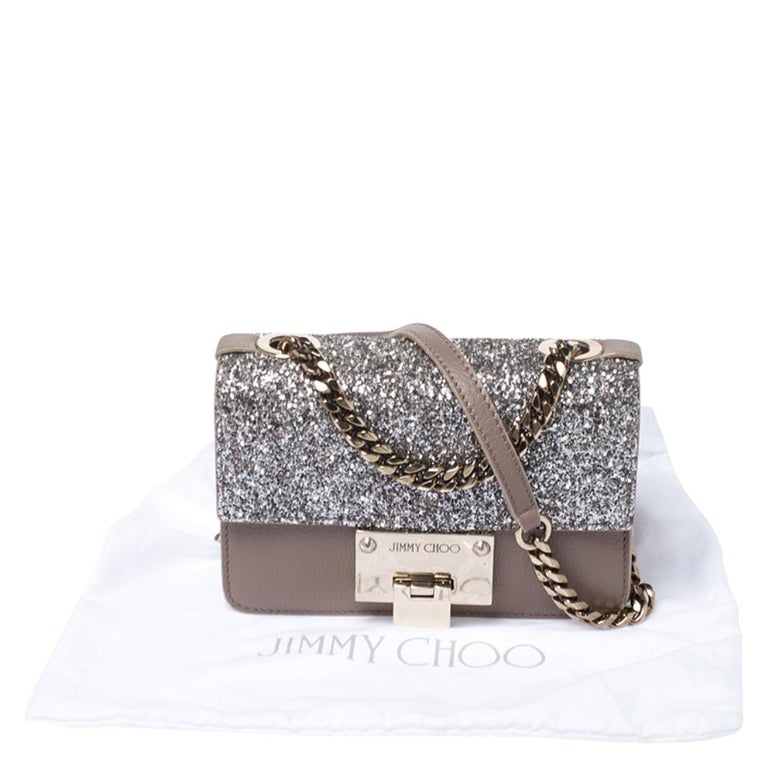 Jimmy Choo Beige/Silver Leather and Glitters Rebel Soft Mini Crossbody ...