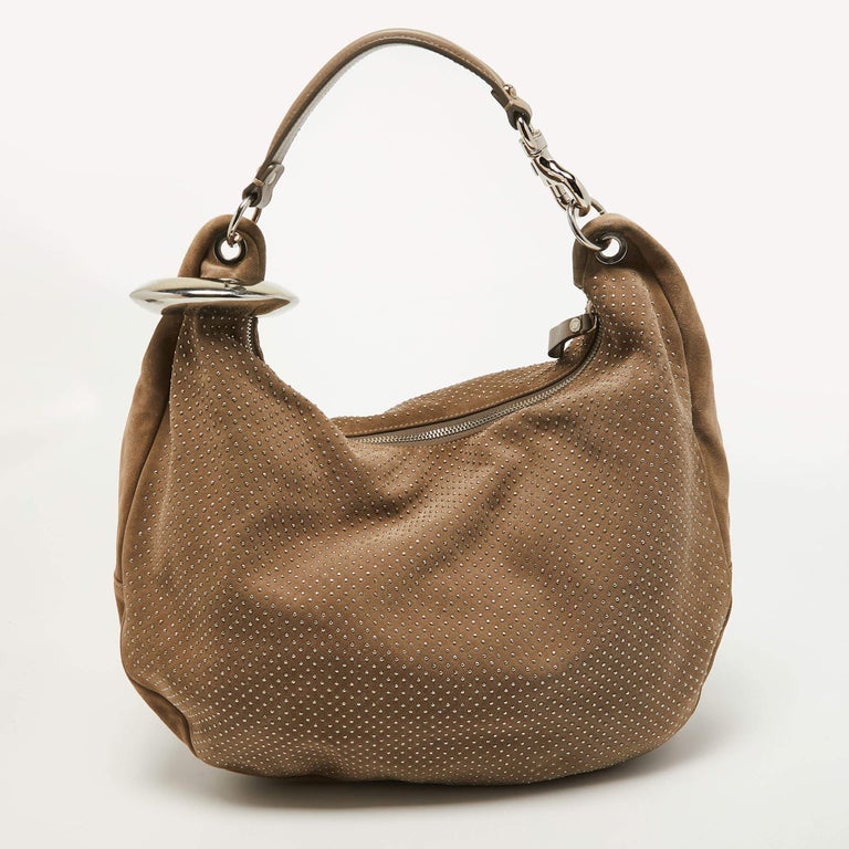 Jimmy Choo Beige Suede and Leather Studded Sky Bangle Hobo For Sale at ...