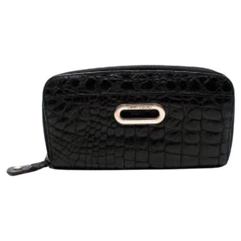 Jimmy Choo Black Alligator Embossed Leather Wallet For Sale at 1stDibs