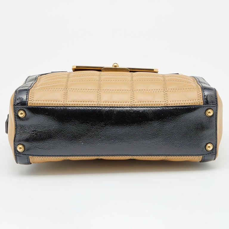 Jimmy Choo Black/Brown Patent and Leather Catherine Box Satchel For ...