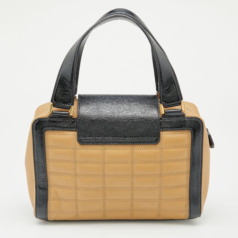 Jimmy Choo Black/Brown Patent and Leather Catherine Box Satchel For ...