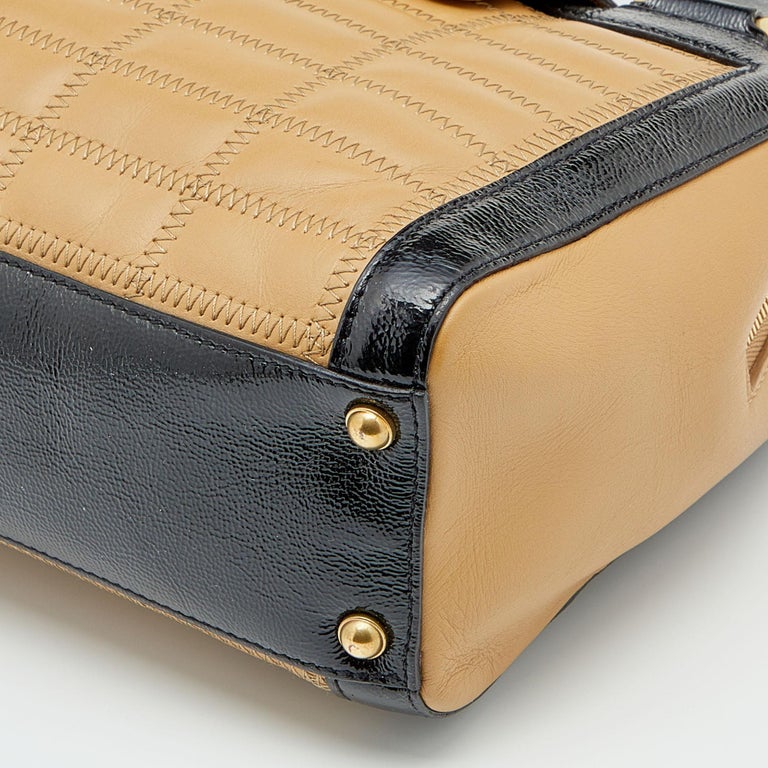 Jimmy Choo Black/Brown Patent and Leather Catherine Box Satchel For ...