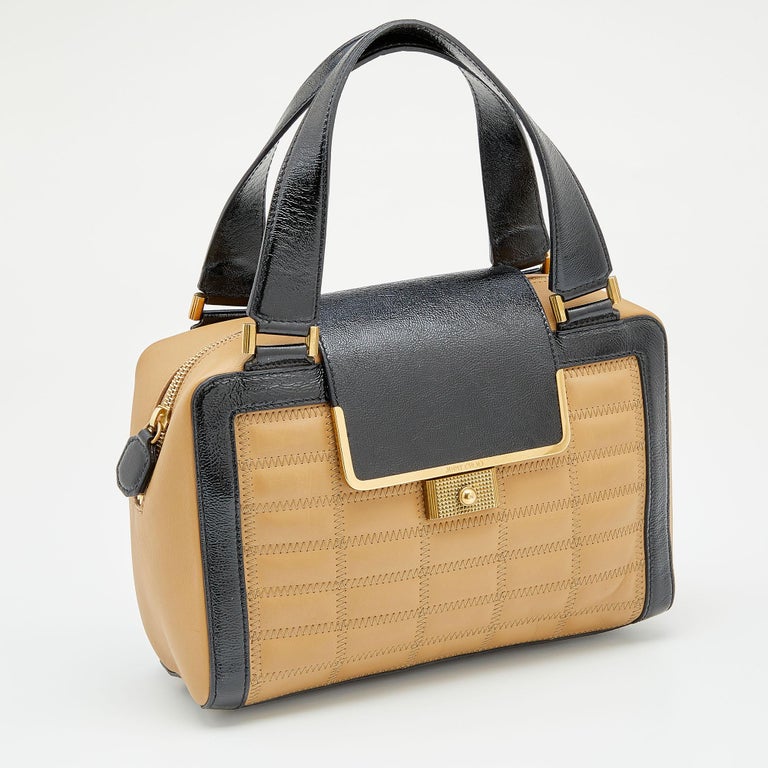 Jimmy Choo Black/Brown Patent and Leather Catherine Box Satchel For ...