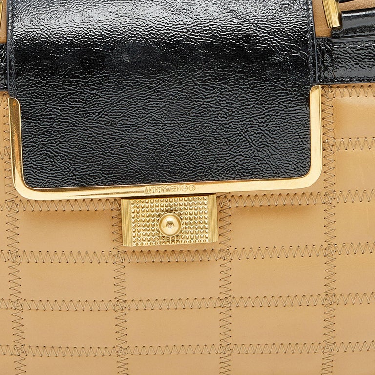 Jimmy Choo Black/Brown Patent and Leather Catherine Box Satchel For ...