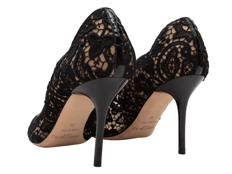 Jimmy Choo Black Lace Cutout Pumps For Sale at 1stDibs