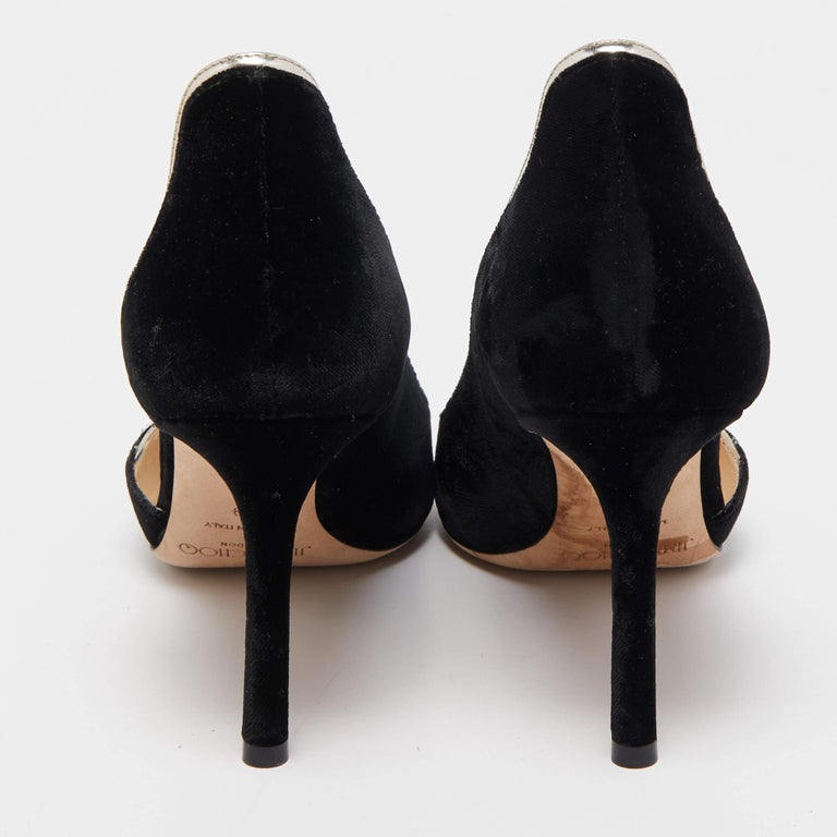 Jimmy Choo Black Leather and Velvet Dorsay Pumps Size 39 For Sale at ...