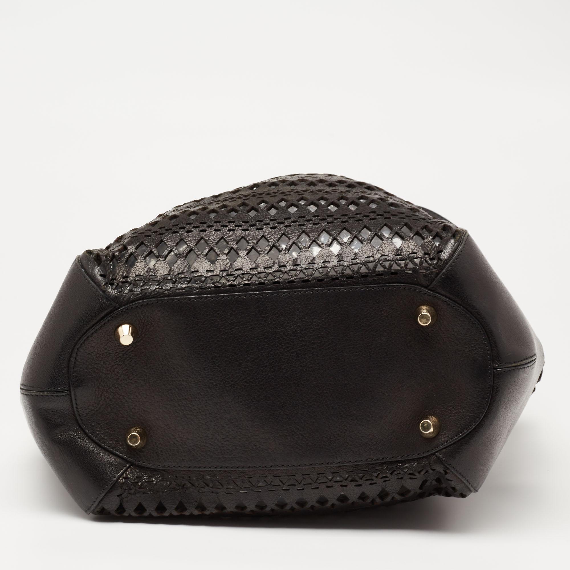 Jimmy Choo Black Leather Anna Lasercut Shoulder Bag at 1stDibs | jimmy ...