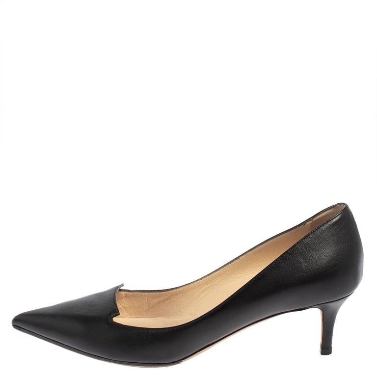 Jimmy Choo Black Leather Avril Pointed Toe Pumps Size 36.5 at 1stDibs