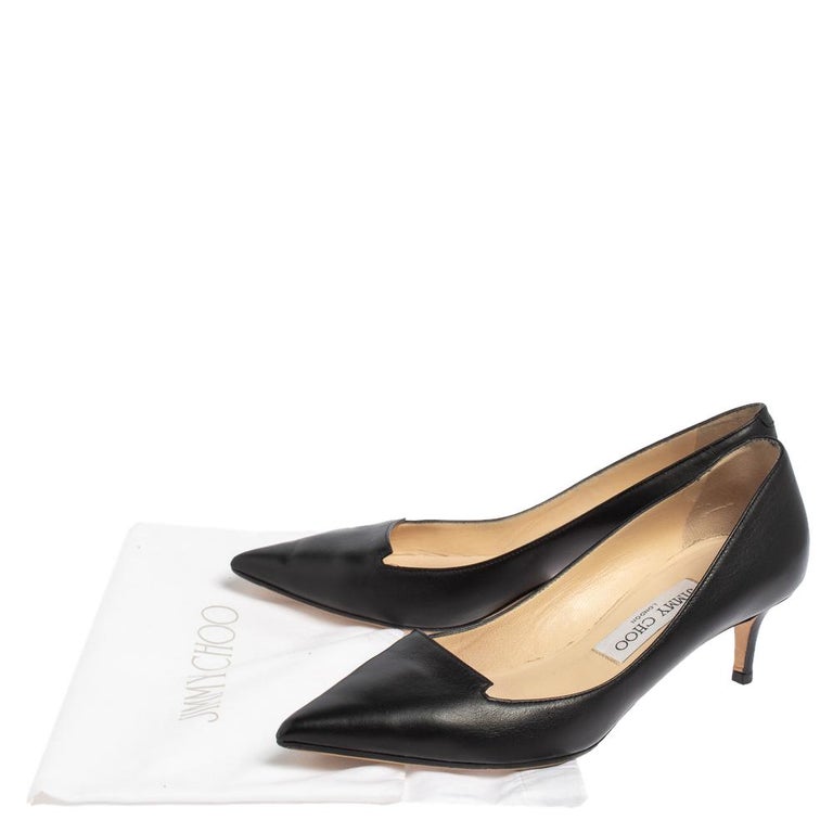 Jimmy Choo Black Leather Avril Pointed Toe Pumps Size 36.5 at 1stDibs