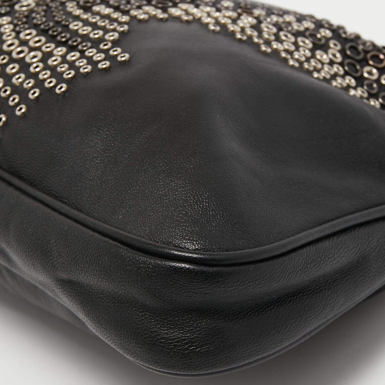 Jimmy Choo Black Leather Eagle Studded Clutch For Sale at 1stDibs