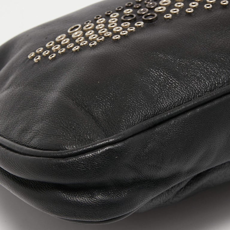 Jimmy Choo Black Leather Eagle Studded Clutch For Sale at 1stDibs