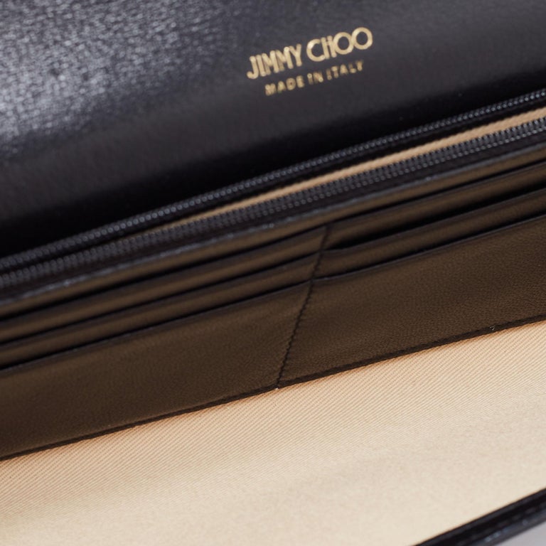 Jimmy Choo Black Patent Leather Milla Wallet On Chain For Sale at 1stDibs