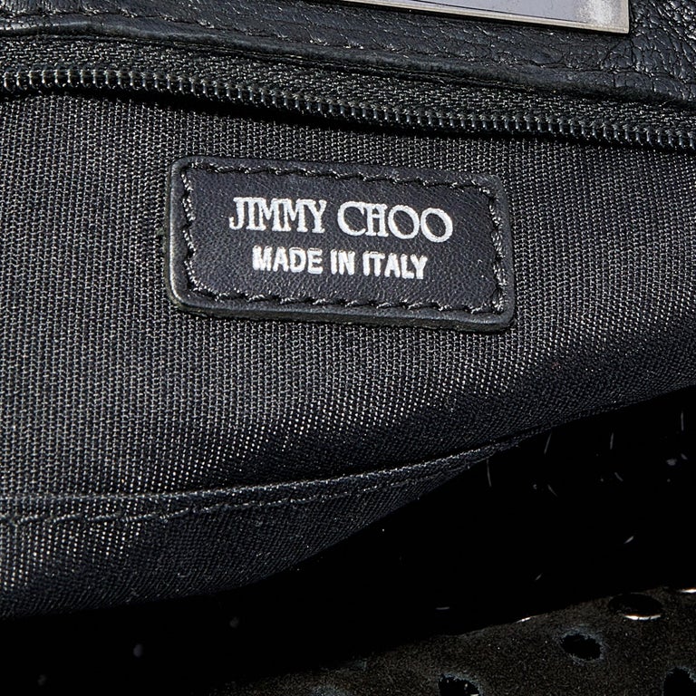 Jimmy Choo Black Perforated Suede and Leather Studded Clutch For Sale ...