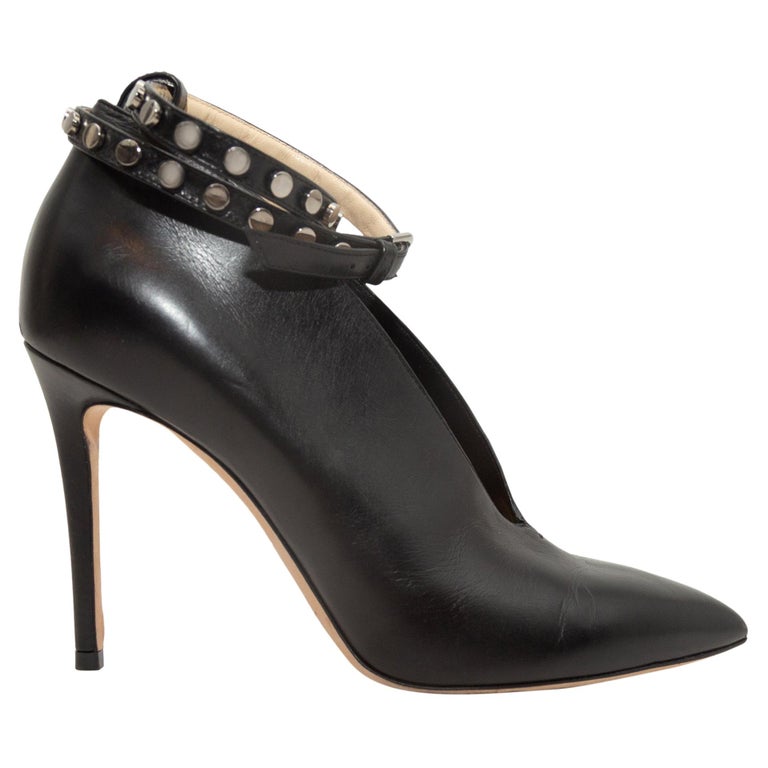Jimmy Choo Black Pointed-Toe Ankle Strap Booties For Sale at 1stDibs