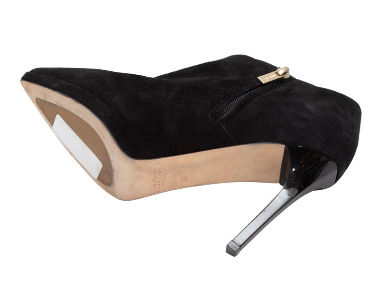 Jimmy Choo Black Pointed-Toe Suede Booties For Sale at 1stDibs