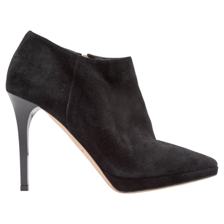 Jimmy Choo Black Pointed-Toe Suede Booties For Sale at 1stDibs