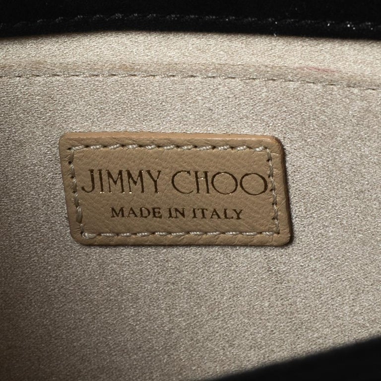 Jimmy Choo Black Shimmer Leather And Glitter Fabric Alba Shoulder Bag ...