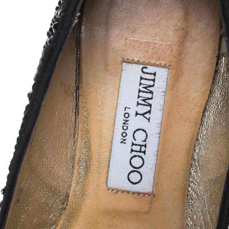 Jimmy Choo Black Suede Crystal Embellished Wheel Smoking Slippers Size ...