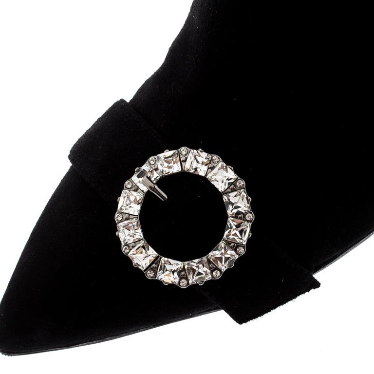 Jimmy Choo Black Suede Hanover 65 Embellished Pointed Toe Ankle Boots ...