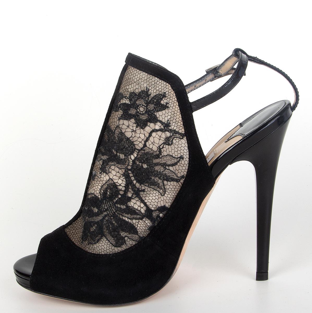 JIMMY CHOO black suede and LACE MAYLEN PLATFORM Sandals Shoes 36 For ...