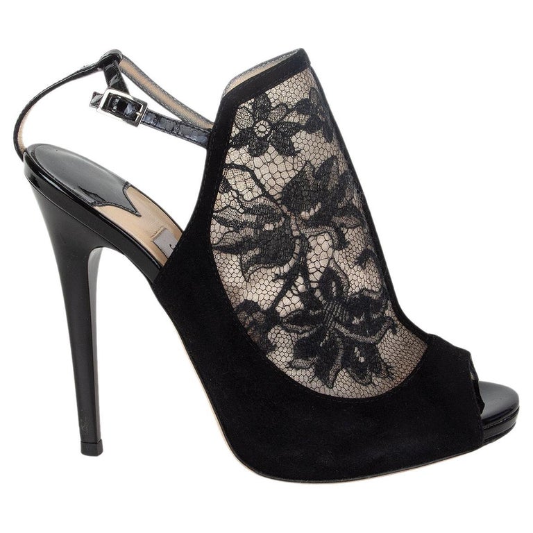 JIMMY CHOO black suede and LACE MAYLEN PLATFORM Sandals Shoes 36 For ...