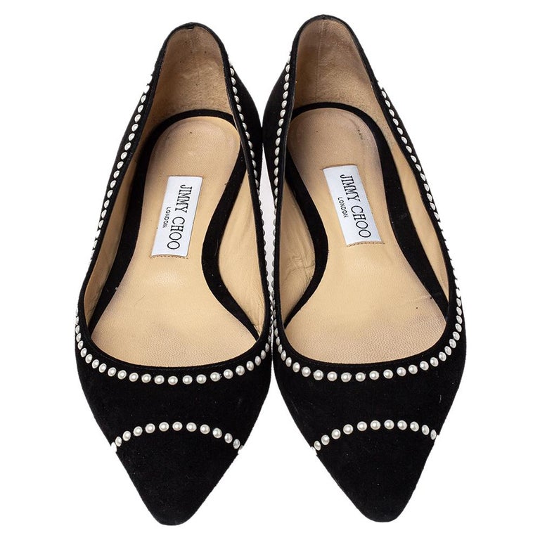 Jimmy Choo Black Suede Romy Flats Size 38.5 at 1stDibs
