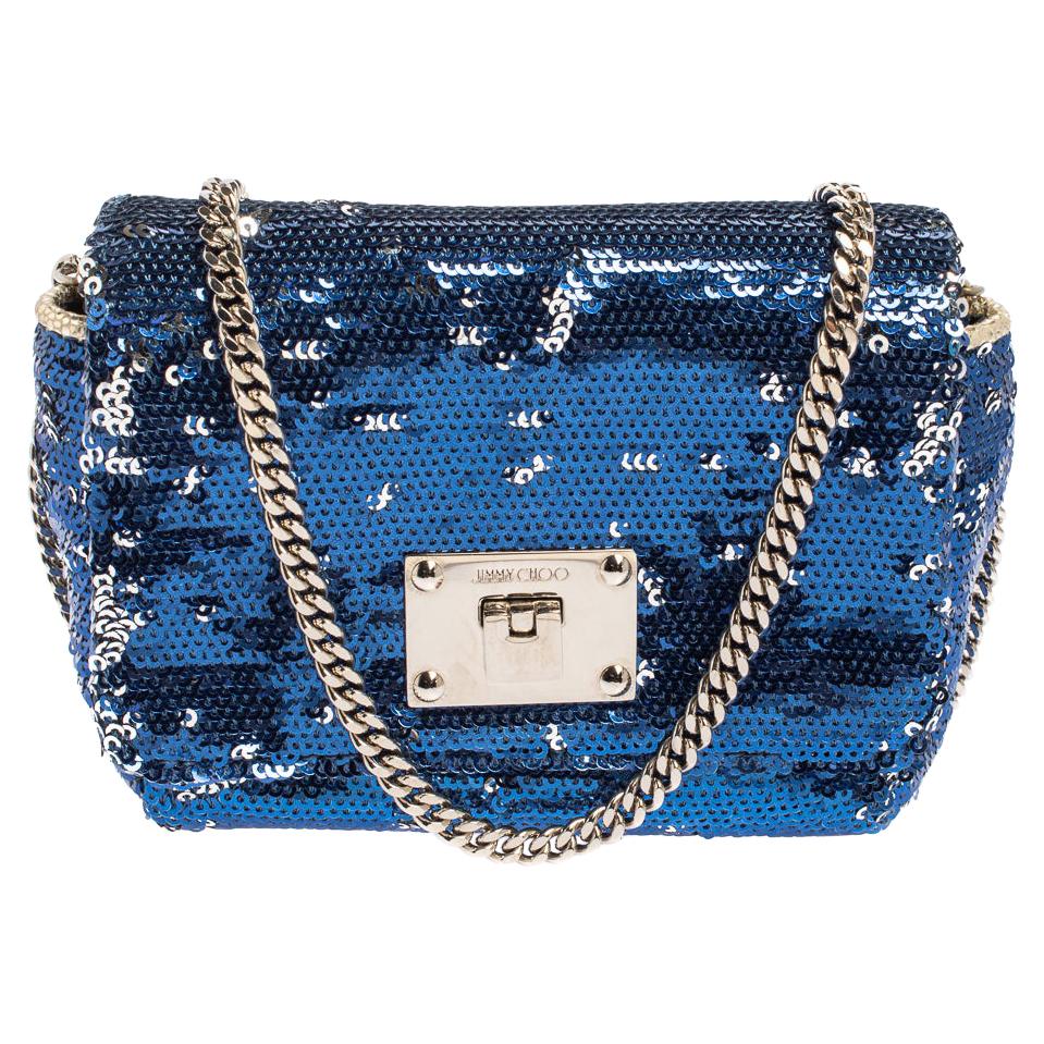 Blue Jimmy Choo Snakeskin Shoulder Bag For Sale at 1stDibs