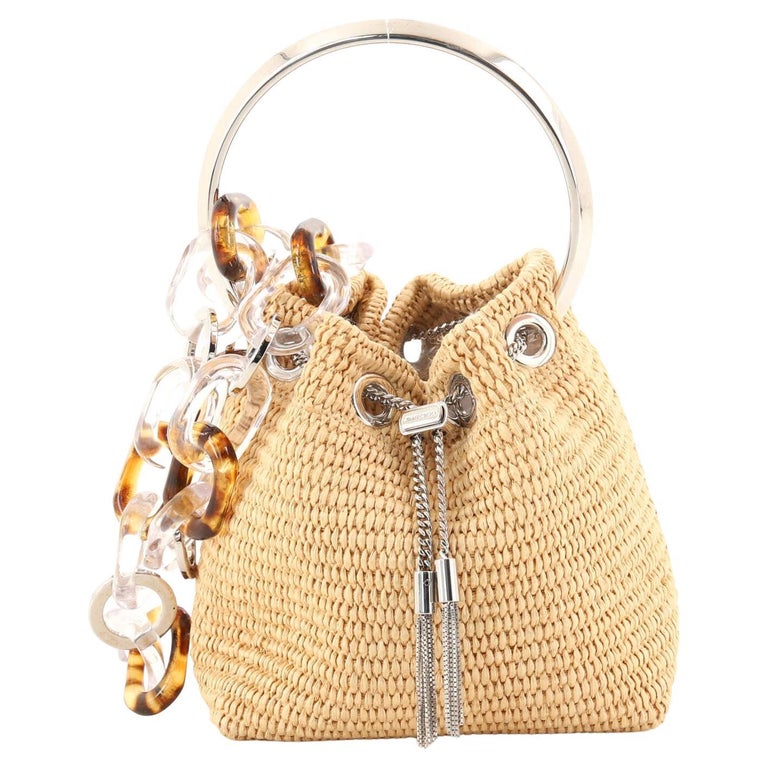 Jimmy Choo Bon Bon Top Handle Bag Raffia For Sale at 1stDibs