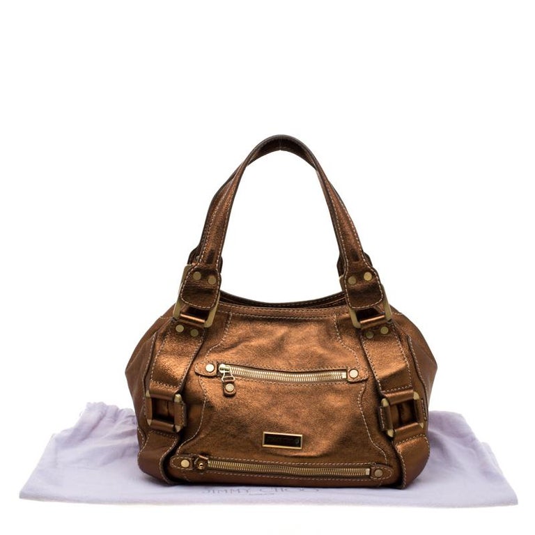 Jimmy Choo Bronze Leather Mahala Tote For Sale at 1stDibs