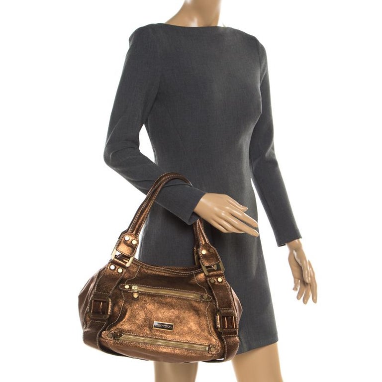 Jimmy Choo Bronze Leather Mahala Tote For Sale at 1stDibs