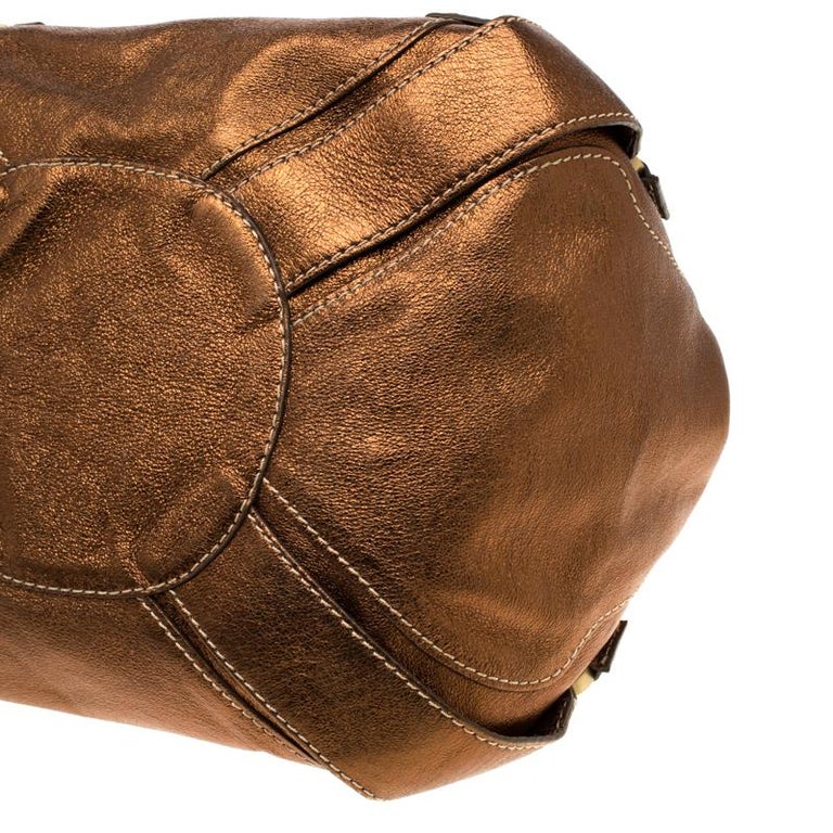 Jimmy Choo Bronze Leather Mahala Tote For Sale at 1stDibs
