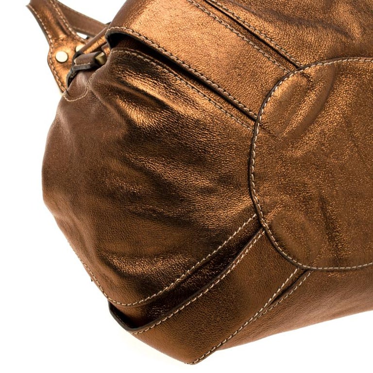 Jimmy Choo Bronze Leather Mahala Tote For Sale at 1stDibs